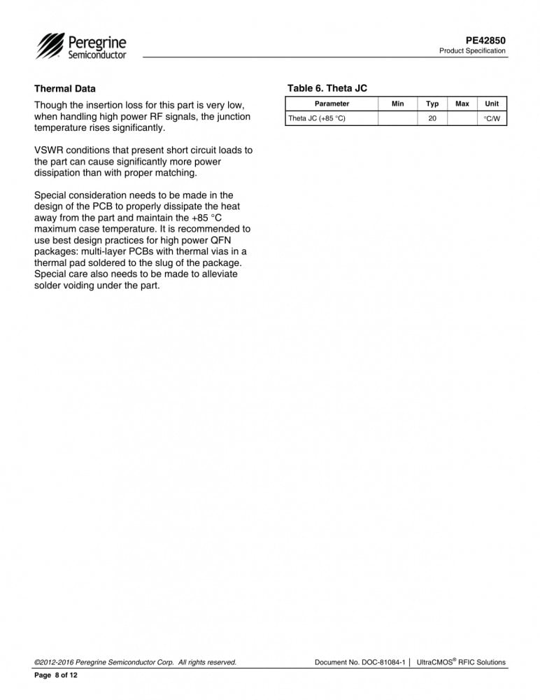 PE42850B-X datasheet page 8