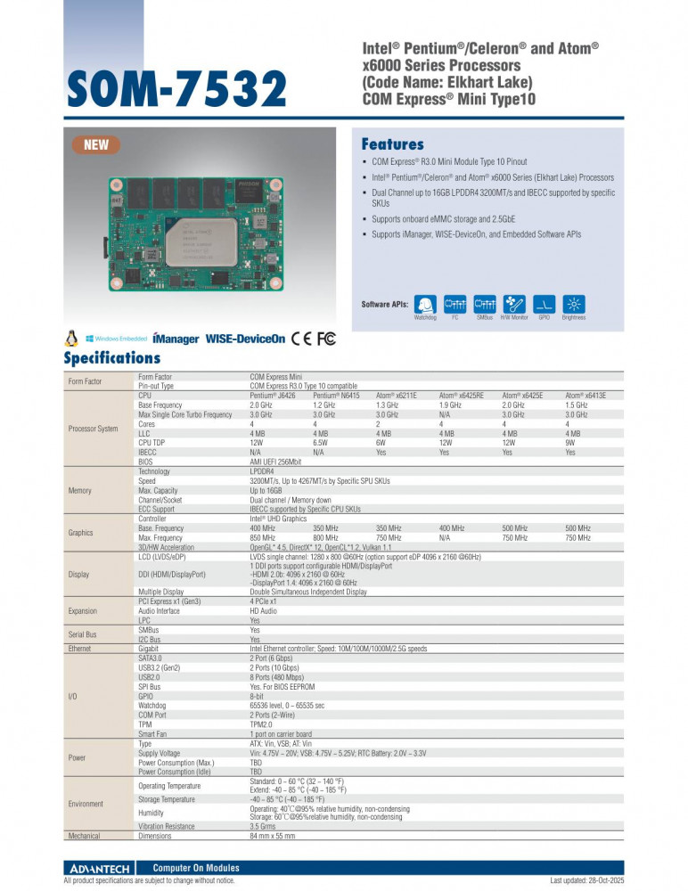 SOM-7532 technical document, page 1