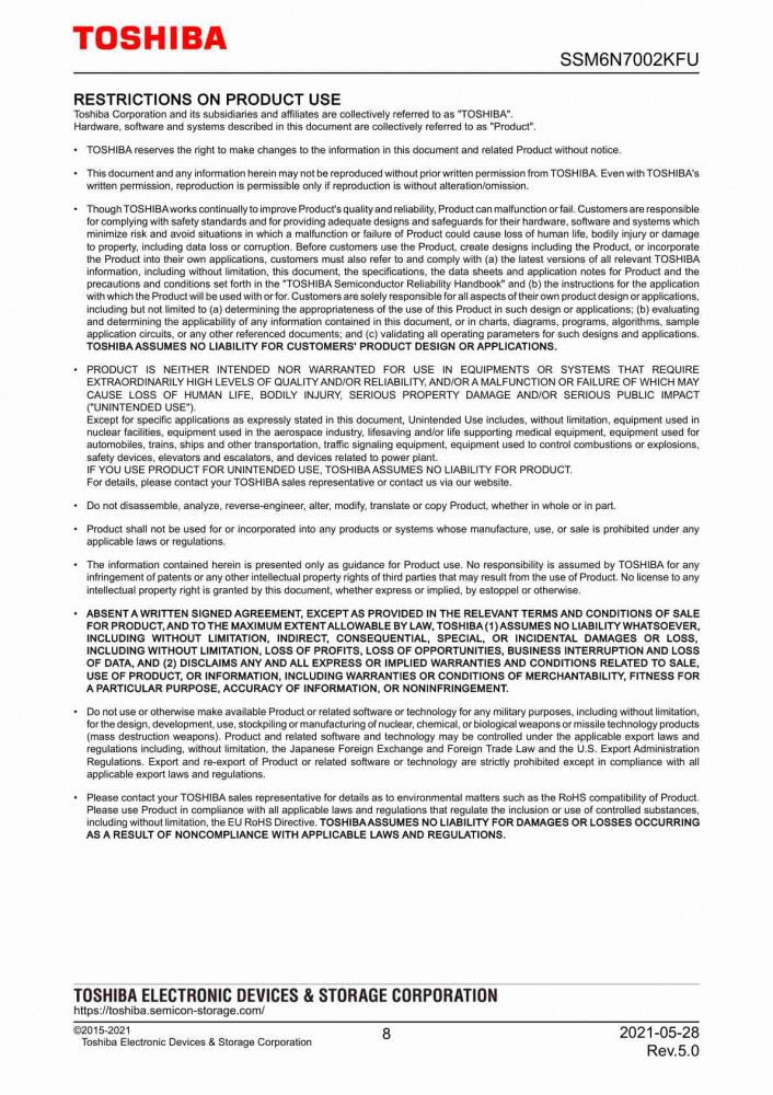 SSM6N7002KFU,LF datasheet page 8