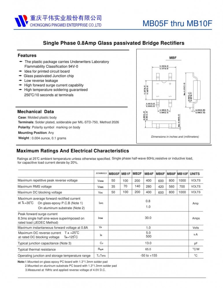 MB8F datasheet page 1