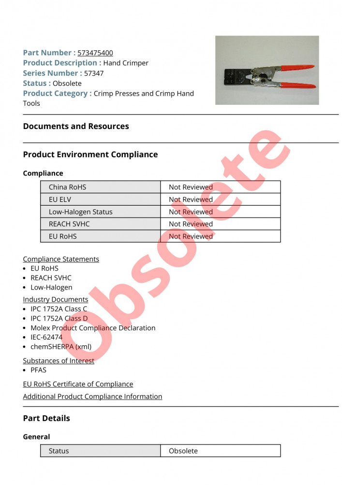 Product document image 1 for MOLEX 573475400