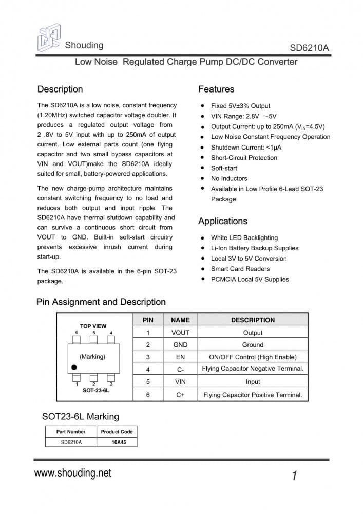 SD6210A datasheet page 1