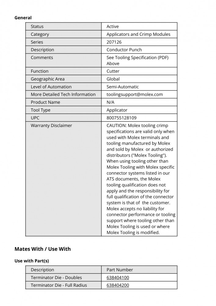 Tooling specification document page 2