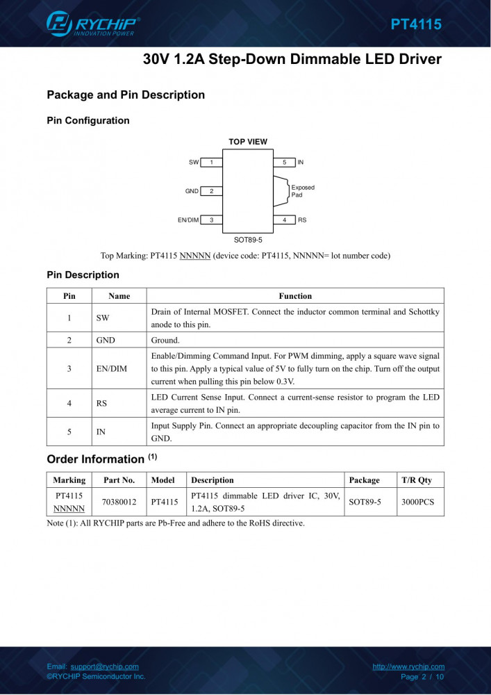 PT4115 datasheet page 2