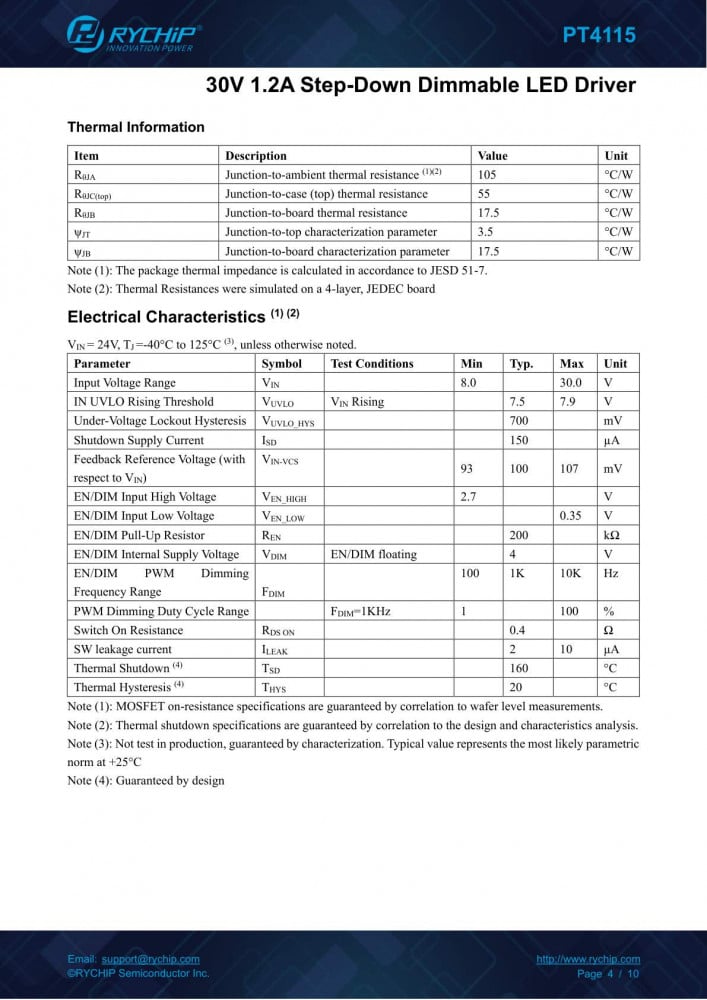 PT4115 datasheet page 4