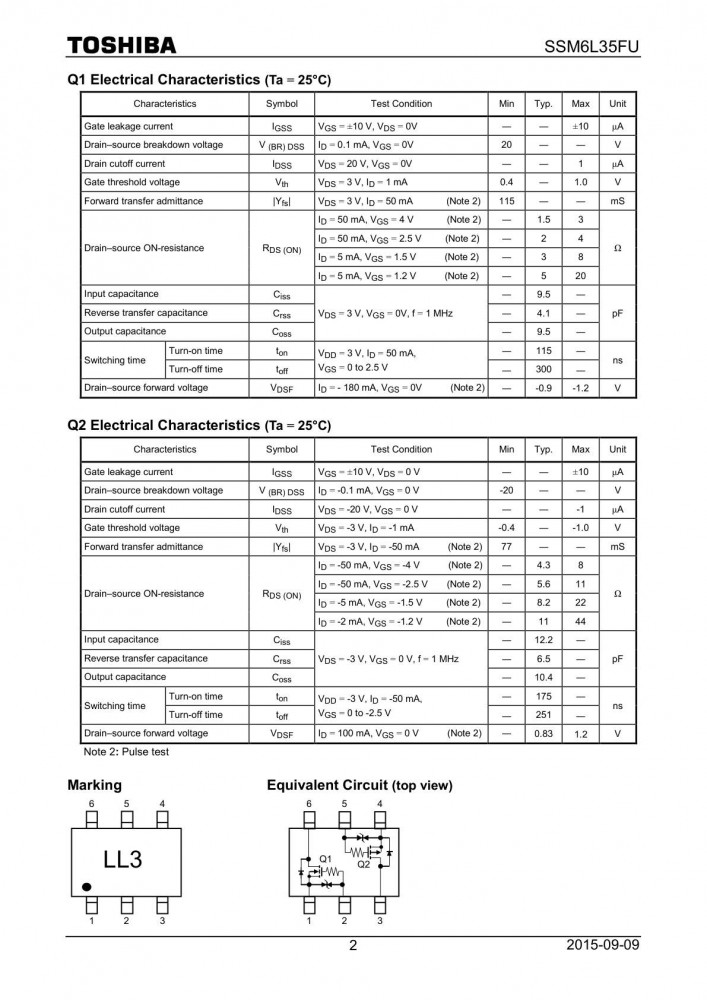 SSM6L35FU datasheet page 2
