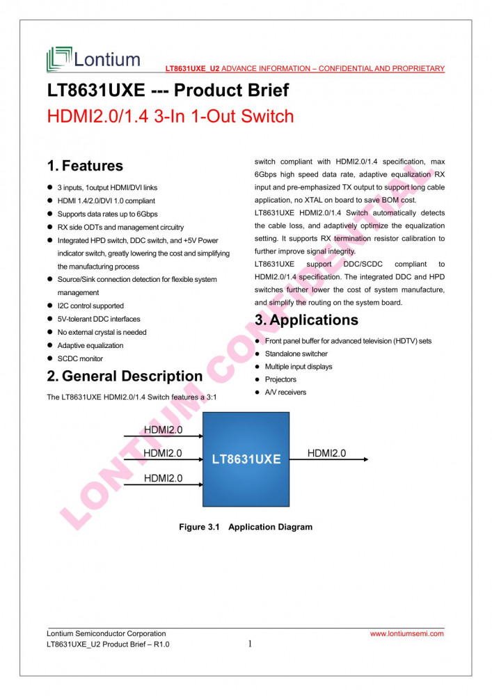 LT8631UXE product documentation page 1