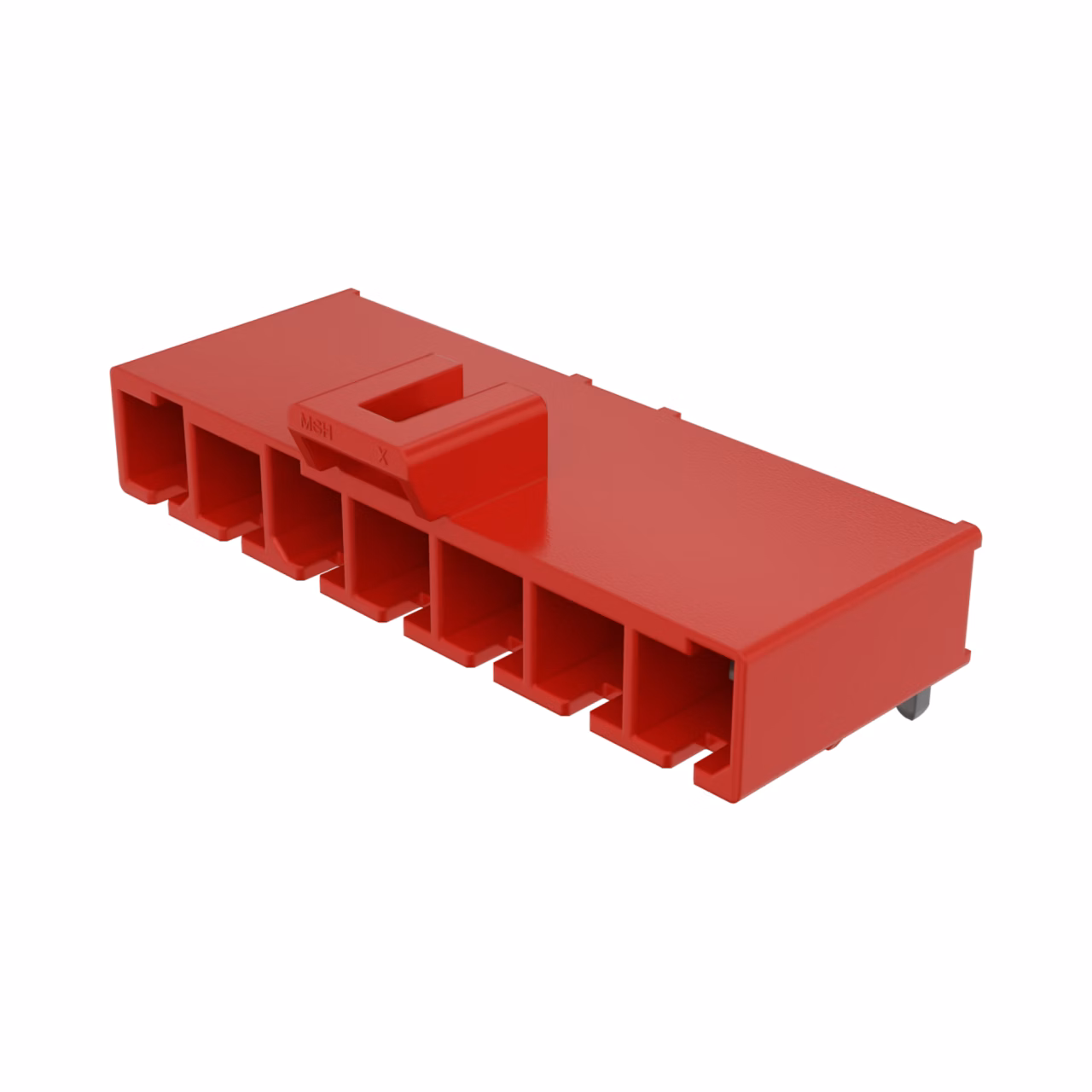 Mega-Fit ColorLock Right-Angle Header, 5.70mm Pitch, Single Row, 7 Circuits, Matte Tin (Sn) Plating, Glow-Wire Capable, Tray, Red for sale