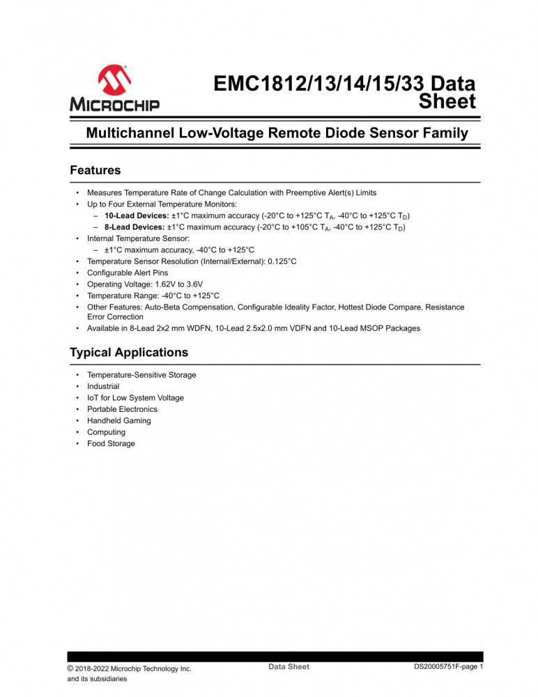 EMC181x datasheet page 1