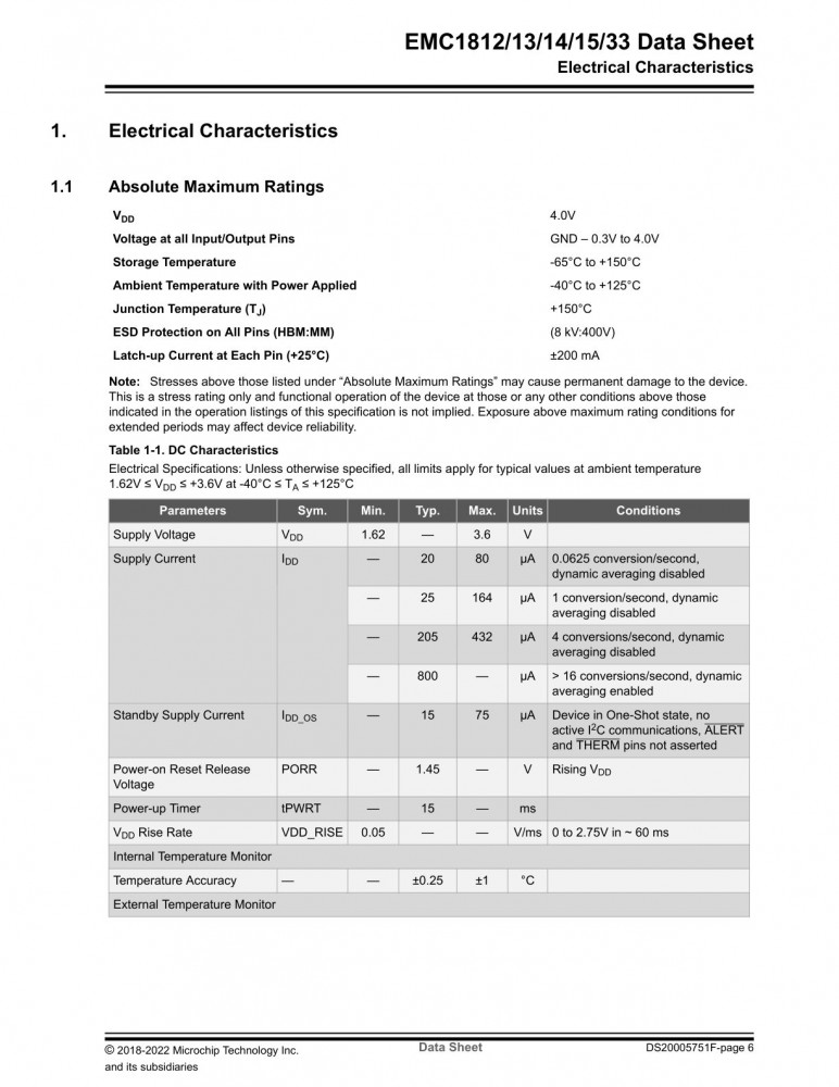 EMC181x datasheet page 6