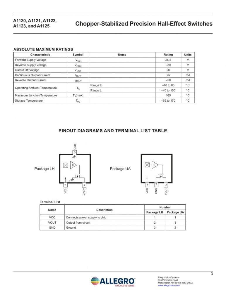 A1123 datasheet page 3