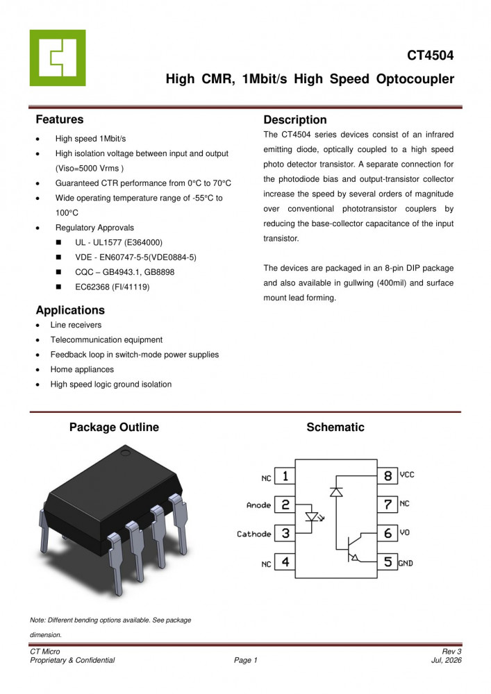CT4504 datasheet page 1