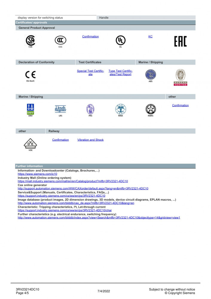 3RV23214DC10 datasheet page 4