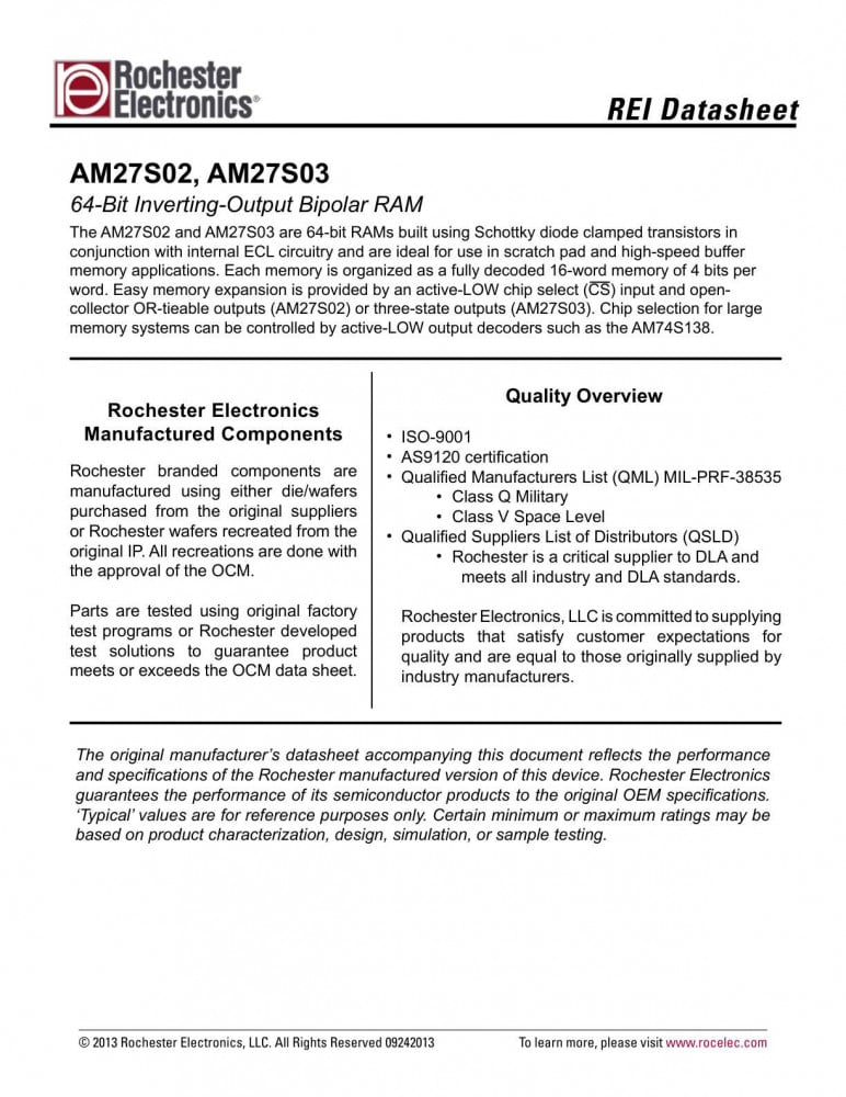 27S03A/BEA datasheet page 1