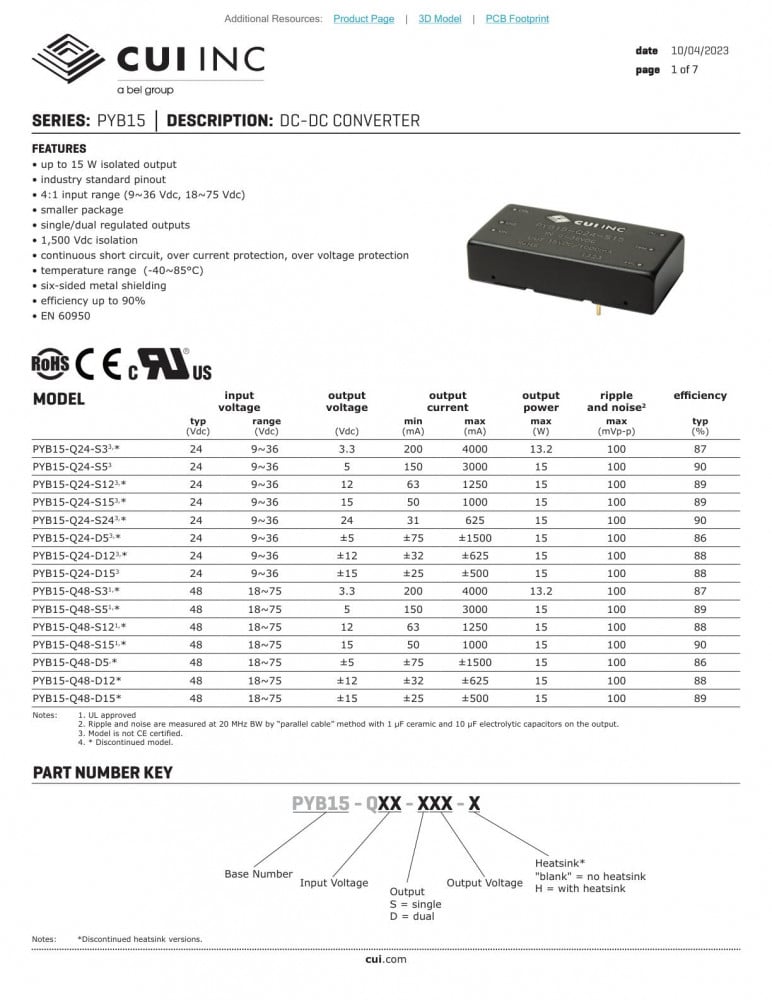 PYB15 datasheet page 1