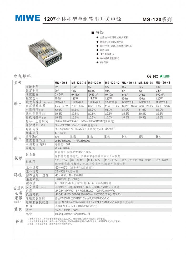 MIWE MS-120-12 datasheet page 1