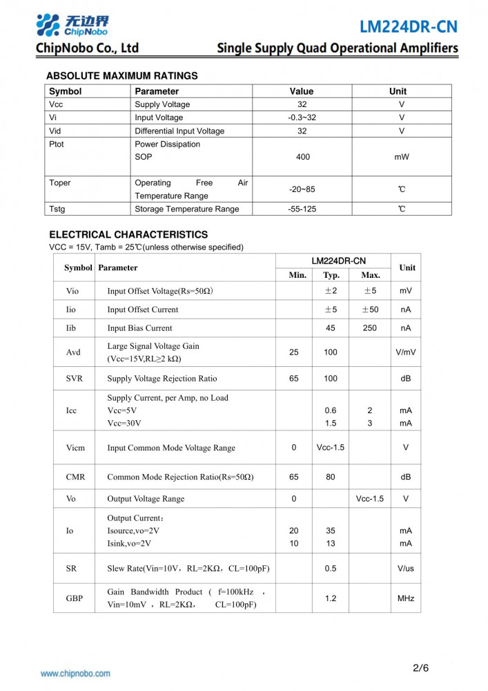 LM224DR-CN datasheet page 2