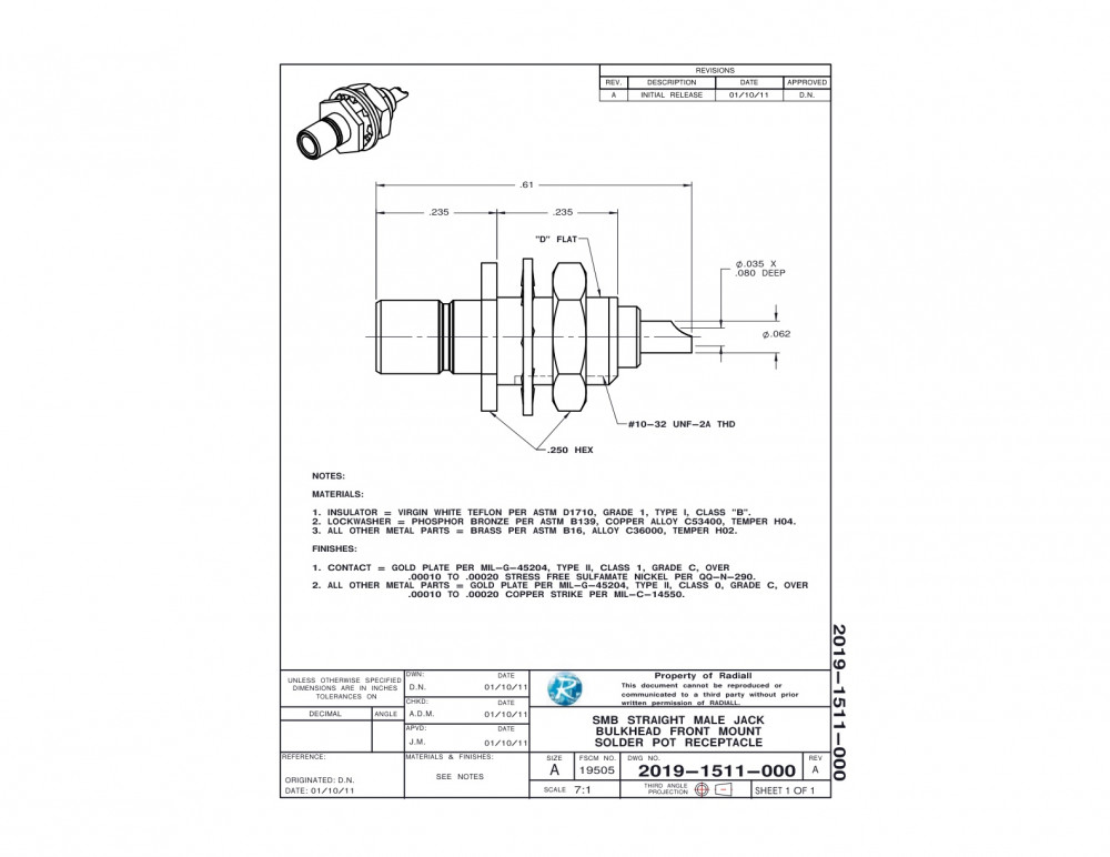 Radiall 2019-1511-000 drawing preview