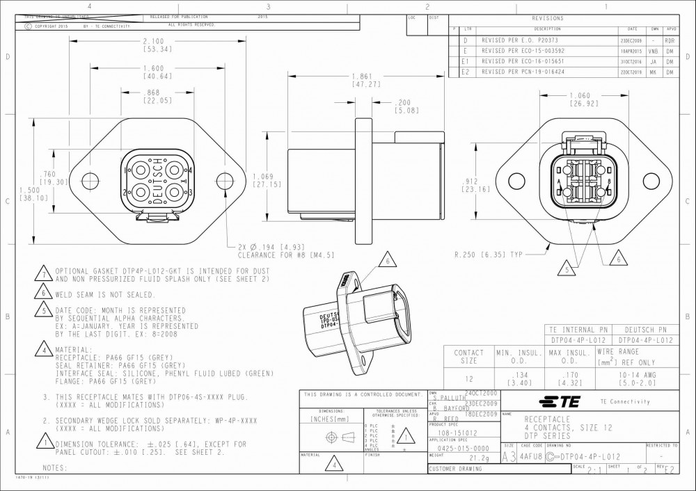 DEUTSCH DTP04-4P-L012 drawing page 1