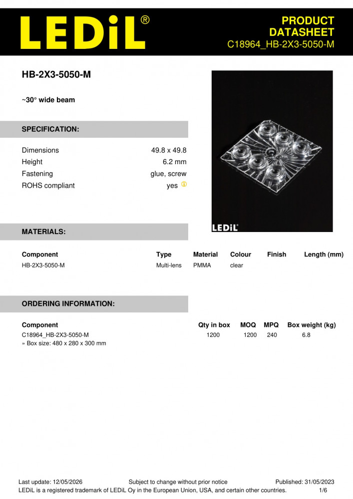 HB-2X3-5050-M technical document page 1