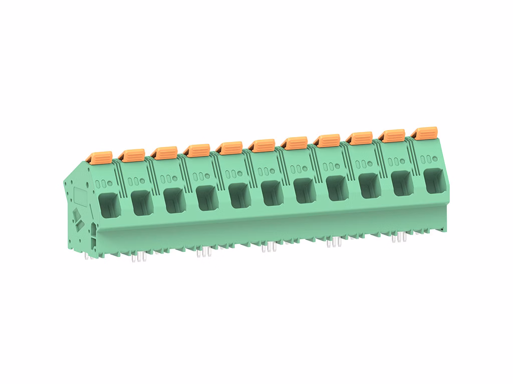 15.00mm Pitch Lever Activated Fixed Mount PCB Terminal Block, 35° Wire Entry, Left Rear Terminal, 11 Circuits for sale