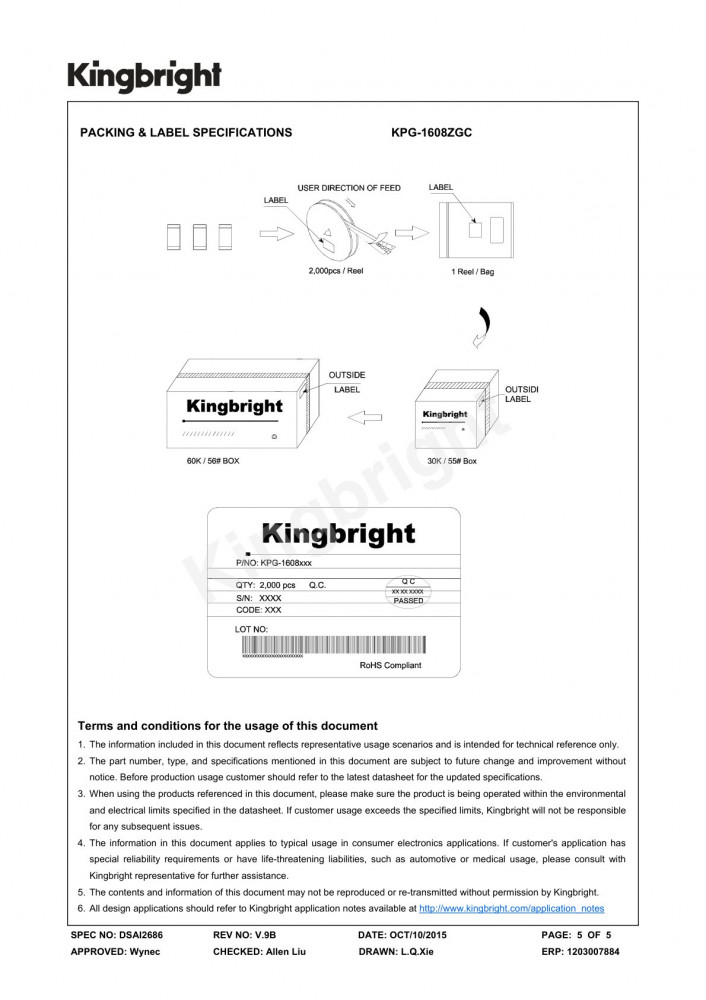 KPG-1608ZGC datasheet page 5