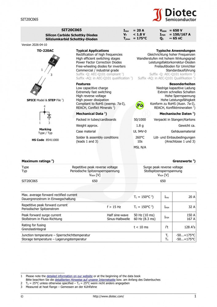 SIT20C065 datasheet page 1