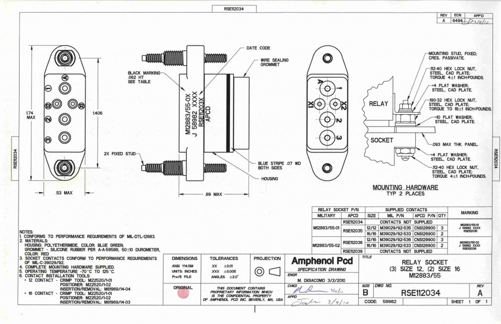 Amphenol Pcd RSE112034 specification drawing