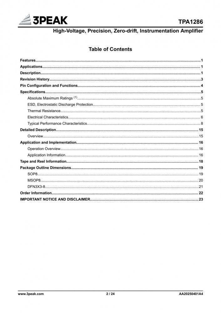 TPA1286 datasheet page 2