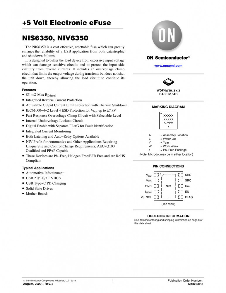 NIV6350MT1GEVB technical document page 1