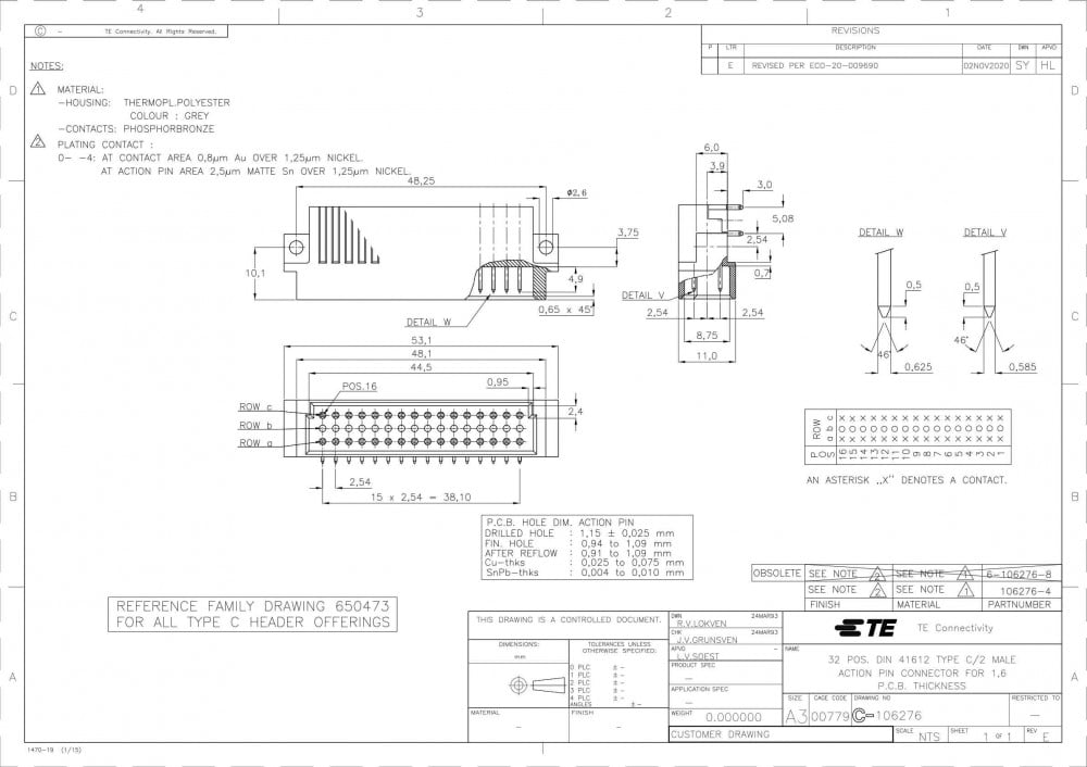 TE Connectivity 106276-4 controlled drawing preview