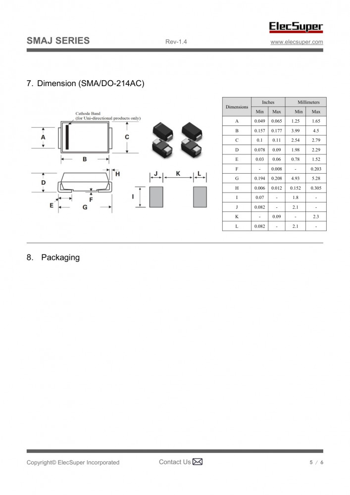 ElecSuper SMAJ TVS datasheet page 5