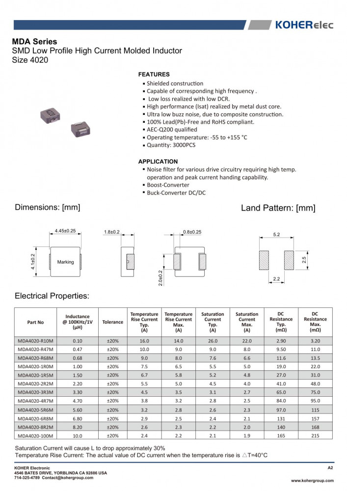 MDA4020 series datasheet page 1