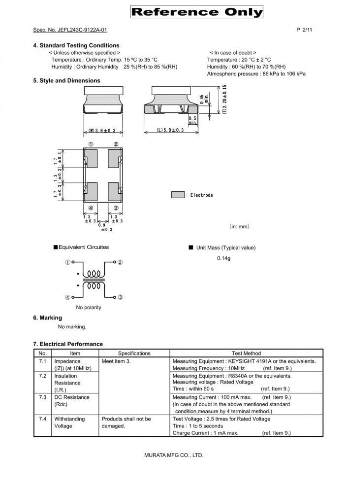 DLW5ATH112MQ2L specification page 2
