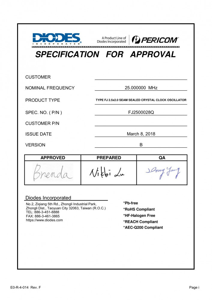 FJ2500028Q technical document page 1