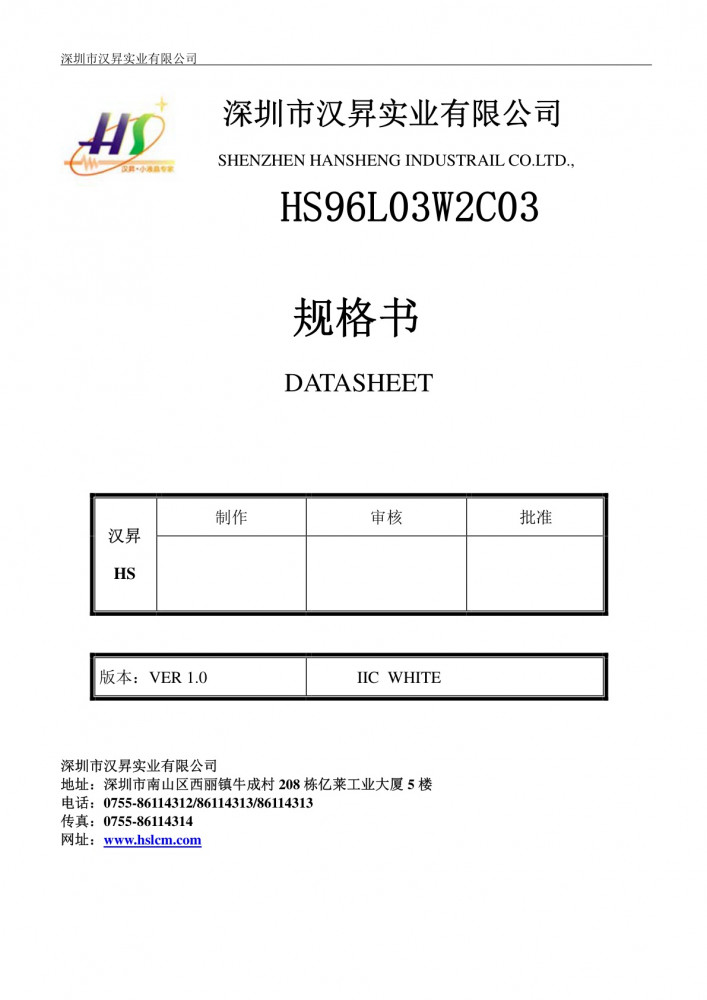 HS96L03W2C03 datasheet page 1