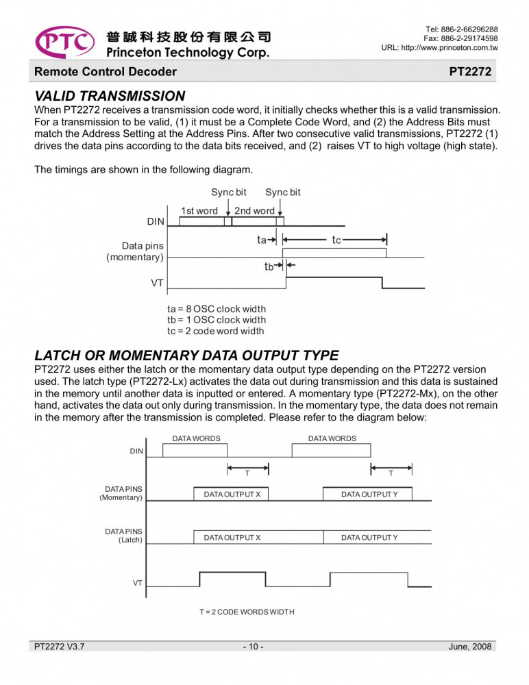 PT2272 datasheet page 10