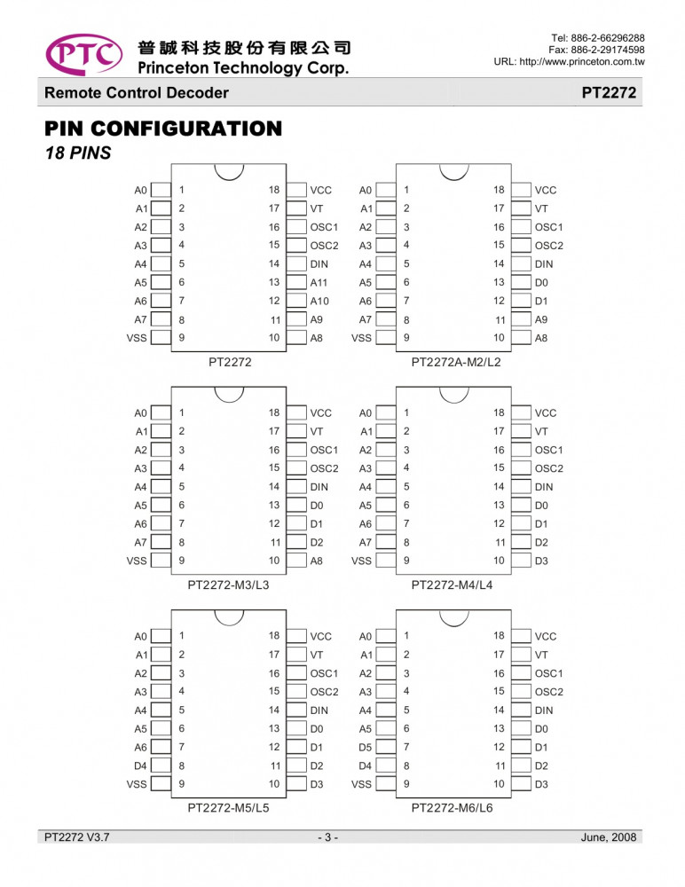 PT2272 datasheet page 3