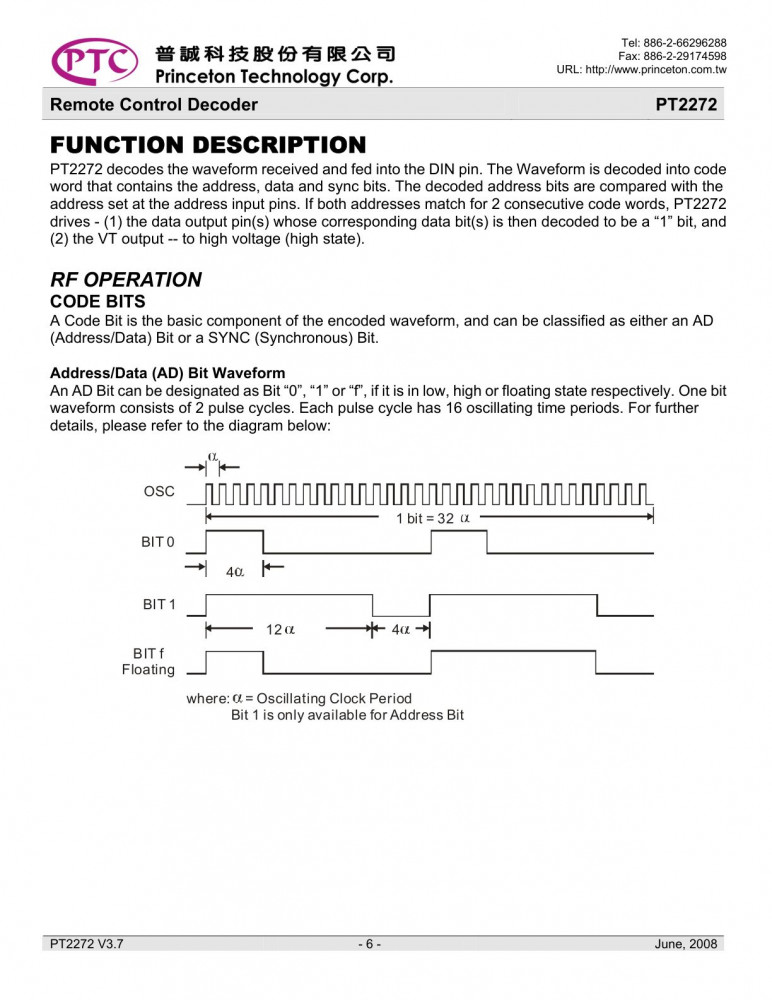 PT2272 datasheet page 6