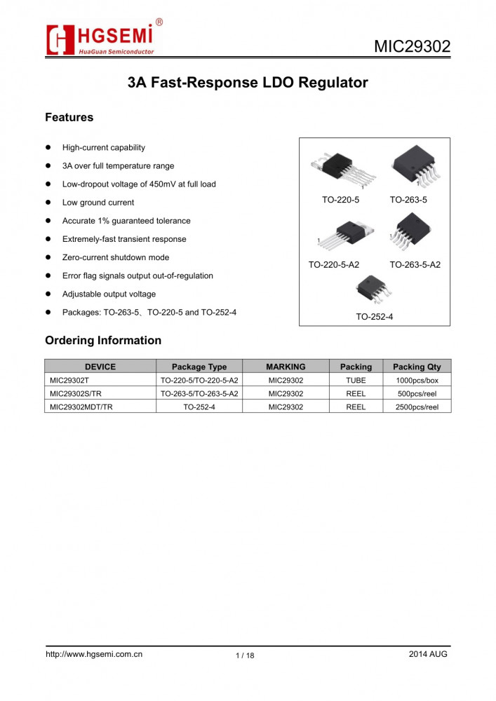 MIC29302S/TR datasheet page 1