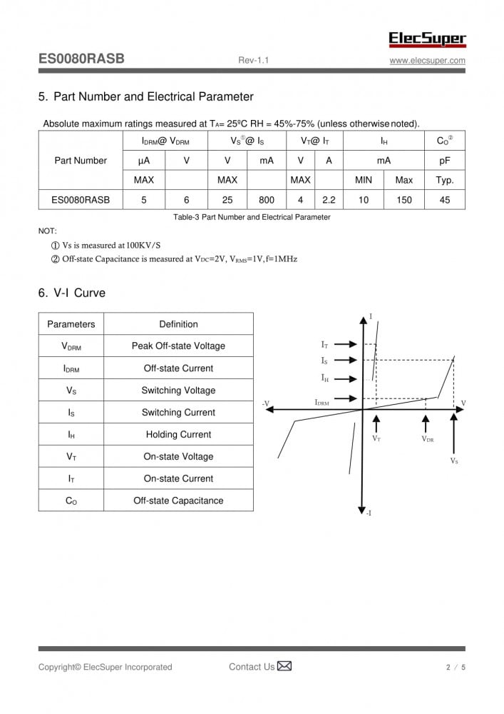 ES0080RASB datasheet page 2
