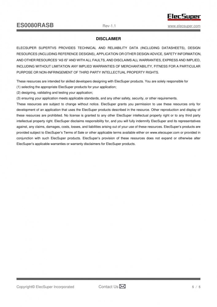 ES0080RASB datasheet page 5