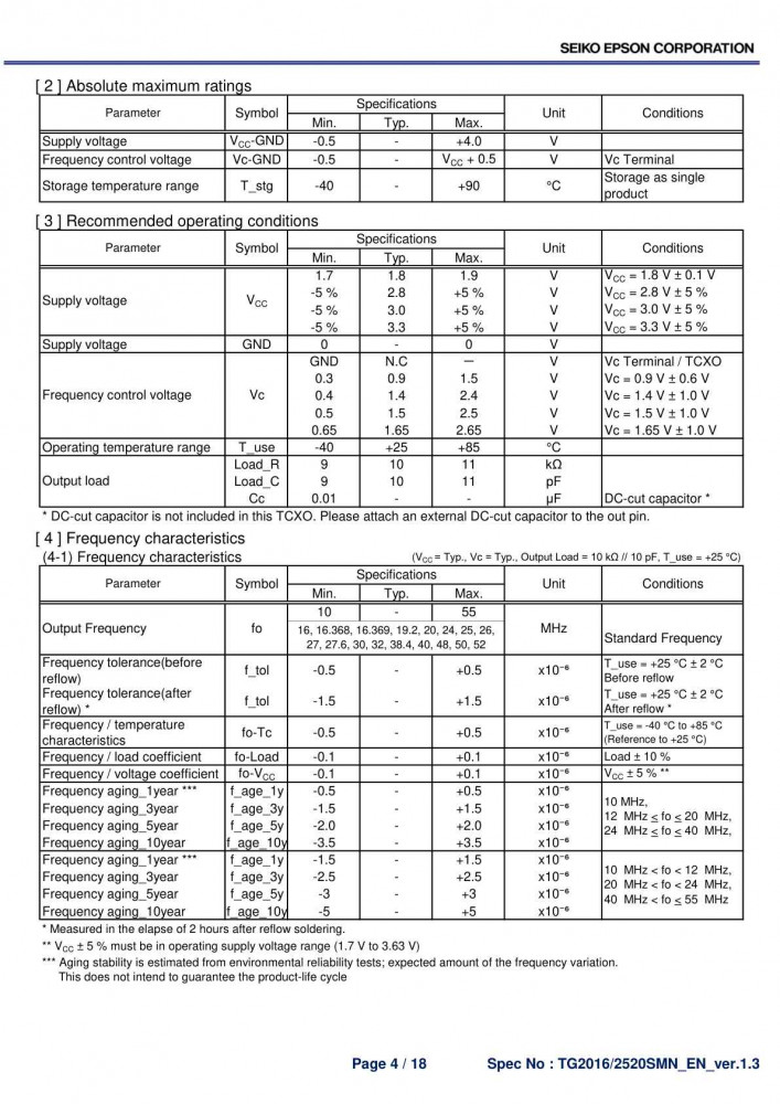 EPSON TG2520SMN technical document page 4