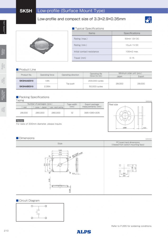 SKSHAAE010 technical specification page 1