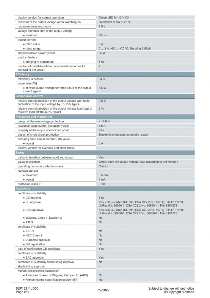 6EP13211LD00 technical document page 2