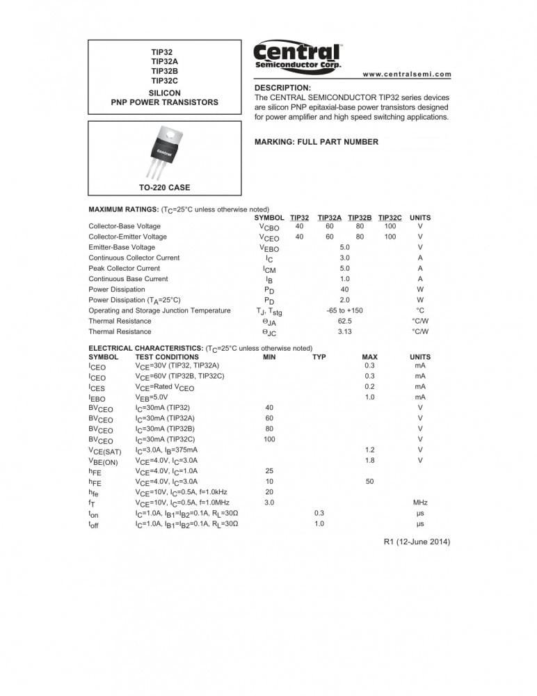 TIP32B datasheet page 1