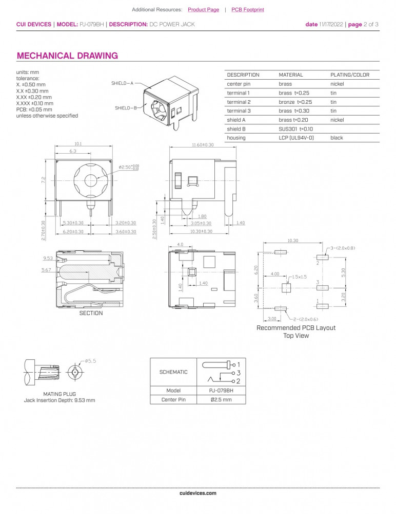 PJ-079BH technical document page 2