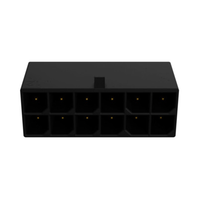 Mega-Fit Right-Angle Header, 5.70mm Pitch, Through Hole, Dual Row, 12 Circuits, 0.38µm Gold (Au) Plating, 3.60mm Tail Length, Glow-Wire Capable, Tape and Reel, Black for sale