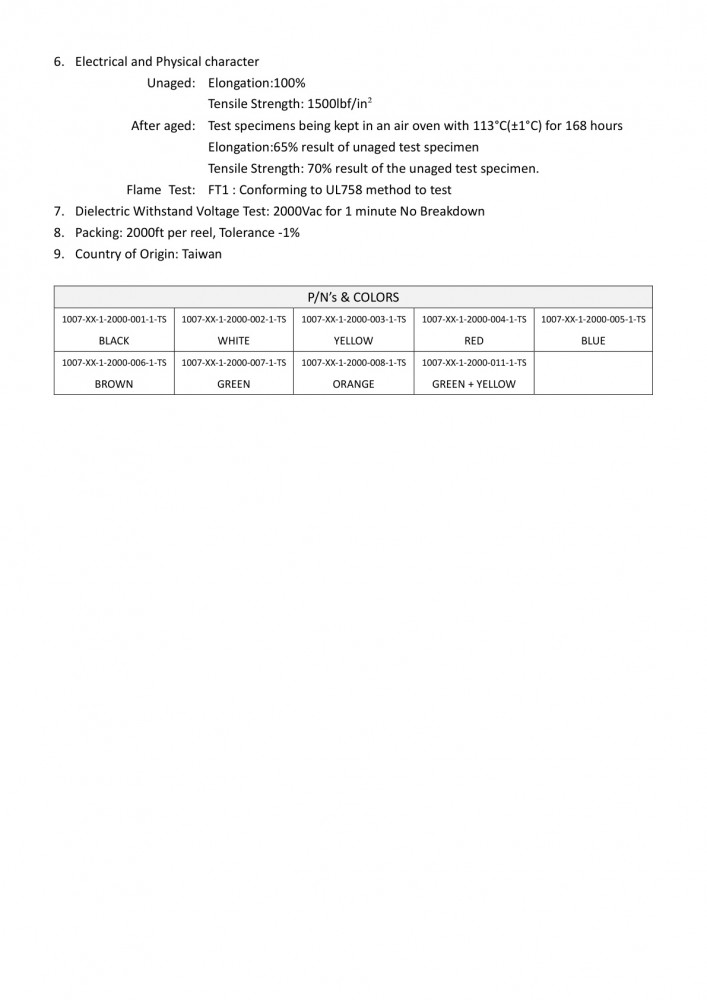 CNC Tech UL Style 1007 wire specification page 2