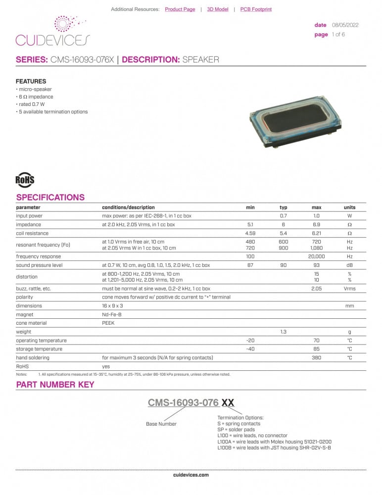 CMS-16093-076L100 datasheet page 1